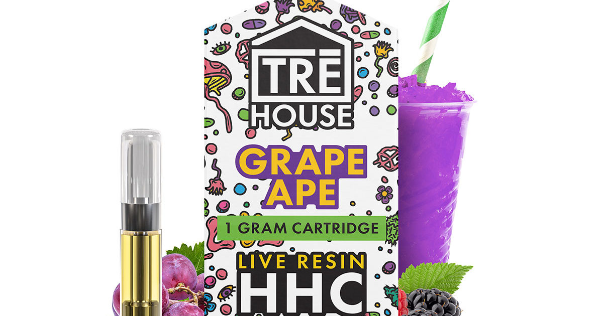 TRĒ House Live Resin HHC Vape Cartridge - Grape Ape 1G - Direct Delta 8 ...